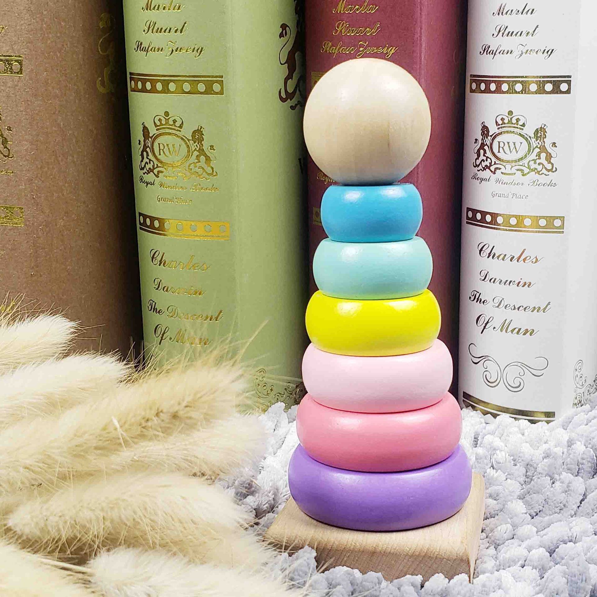 Warm Color Rainbow Stacking Ring Tower Stapelring Blocks Toddler Baby ...